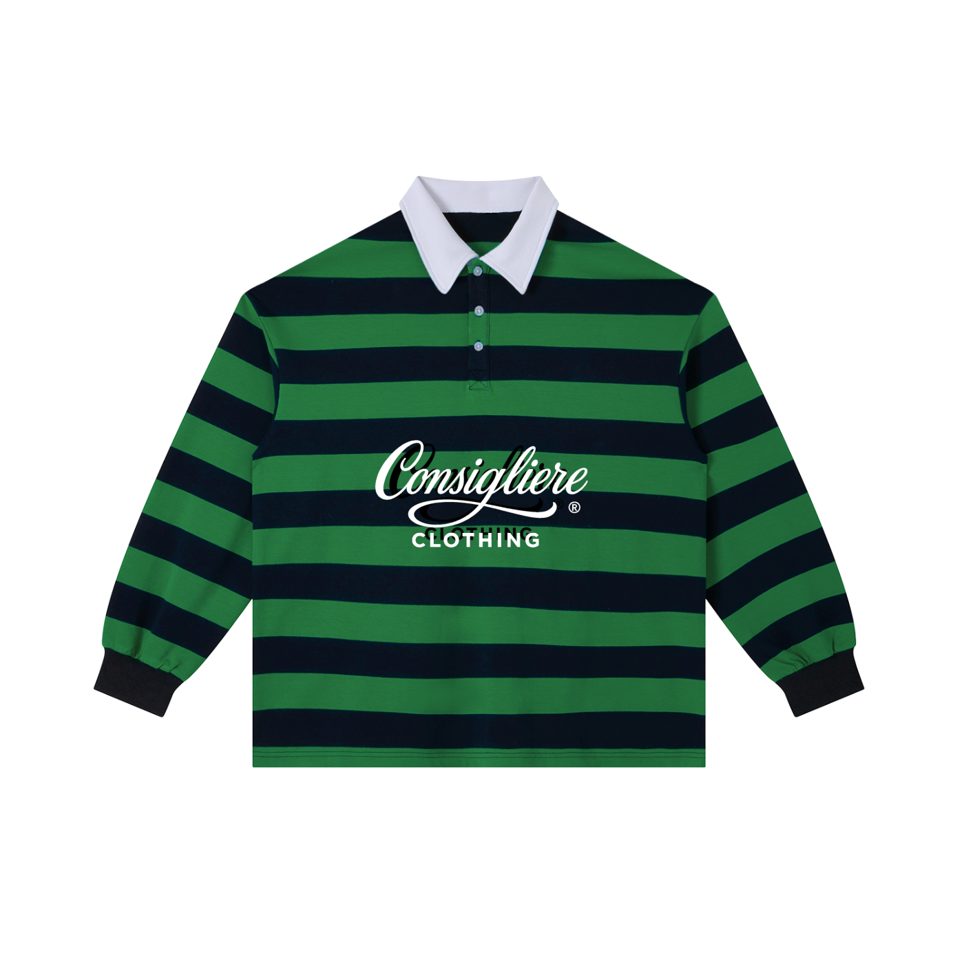 Sigil Color Clock Striped Polo | Long Sleeve Cotton Polo Shirt ...